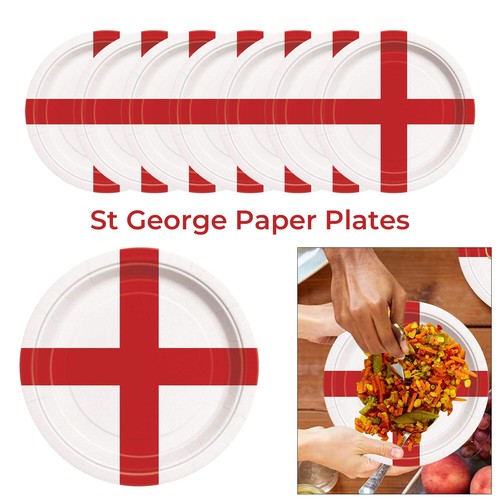 St.George Drapeau Papier Plaques 22.9cm Angleterre Fête Table pour BBQ ...