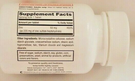Rugby Zinc Sulfate 220mg Supplement 100 Tablets -3 Pack -Expiration ...