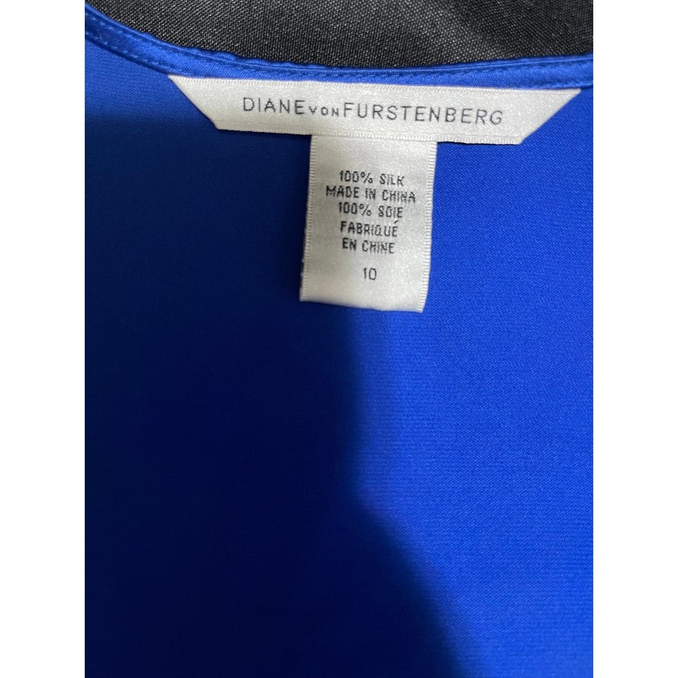 Diane von Furstenberg 100% Silk Electric Blue Wrap Blouse - Size 10 | eBay