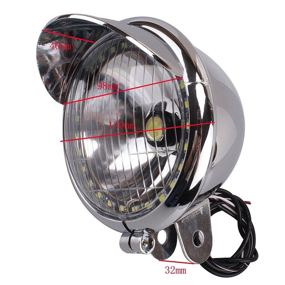 Universal Motorcycle LED Headlight Motorbike Head Lamp Chrome For ...