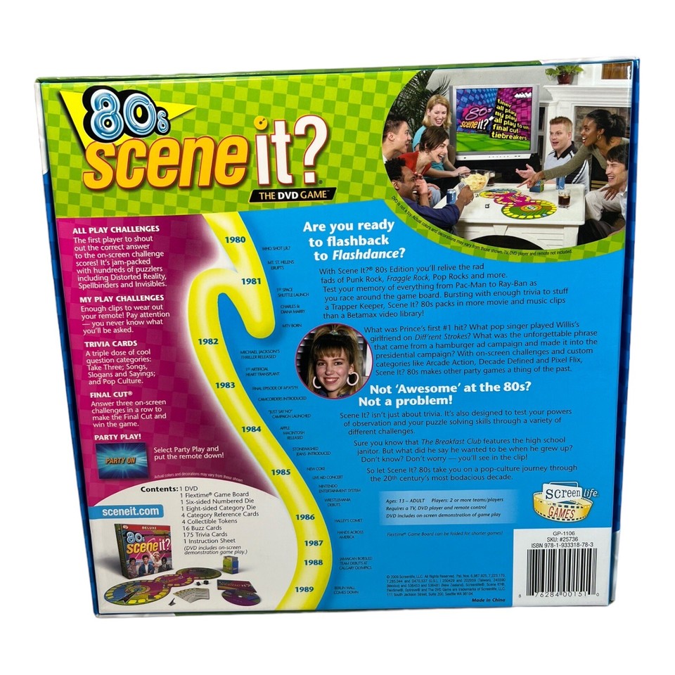 Retro 80s Scene It? The DVD Trivia Board Game Screenlife Complete In ...