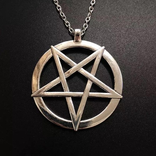 Large Inverted Pentagram Pendant Necklace Silverstone Pentacle Wiccan ...
