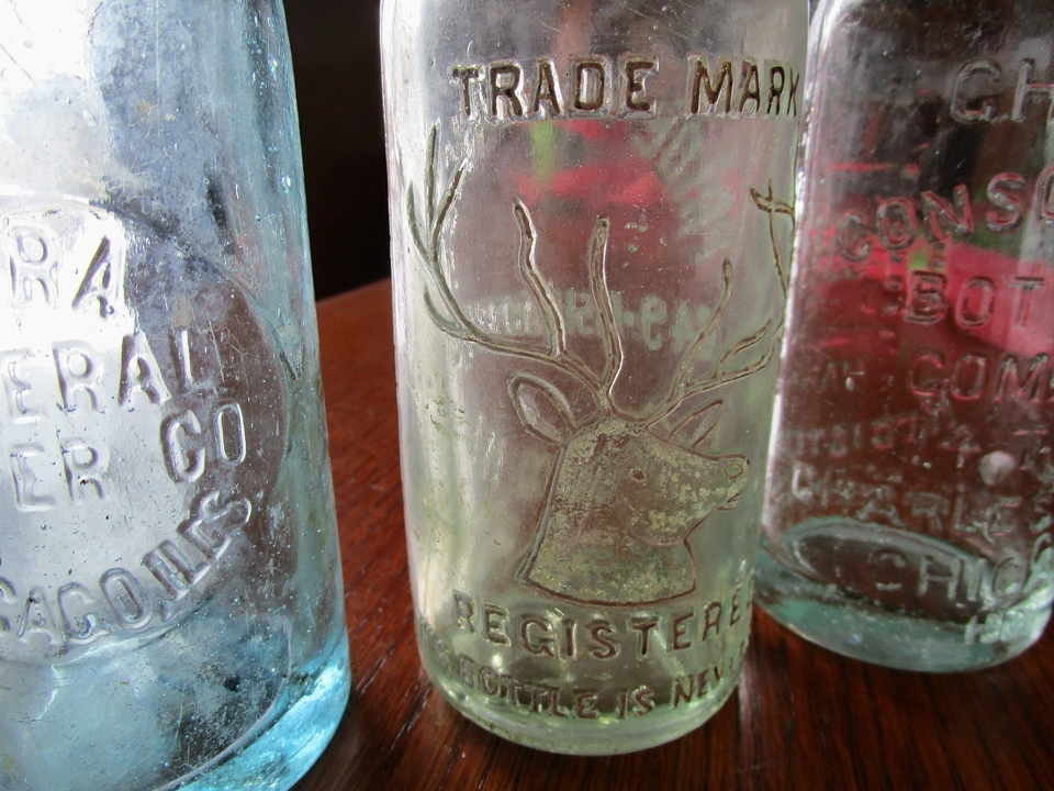 3) 1880s NORA MINERAL WATER Chicago ILLINOIS Hutch soda ILL. pop IL ...