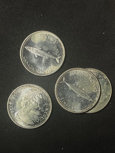 1867-1967 Elizabeth II Silver Dime Fish Commemorative Ten Cent Coins ...