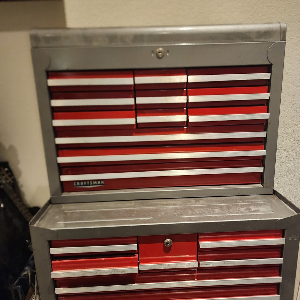 Craftsman 65222 Red Metal Tool Chest 24 Drawers Lockable Wheels Handle ...