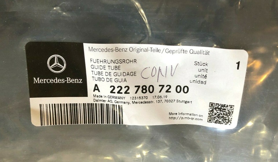 2019 MERCEDES S560 S450 S63 S65 SUNROOF SUNSHADE GUIDE TUBE, 2227807200 ...