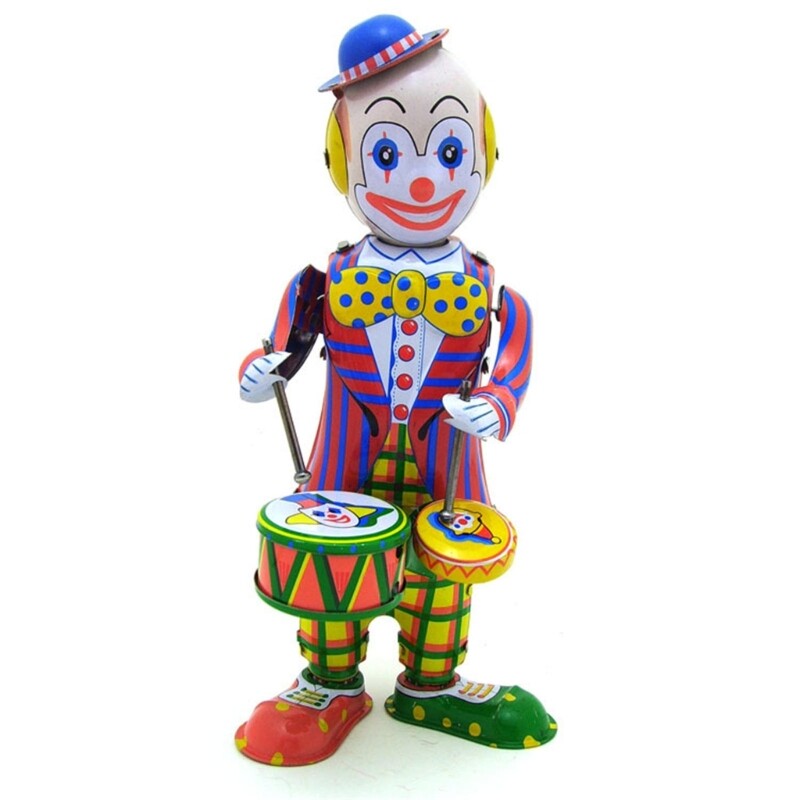 Wind up Toy Robot Clown Drumming Tinplate Circus Vintage Style Photo ...