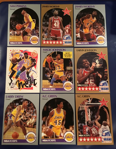 1990-1991 Hoops L.A. LAKERS Complete Team Set 17 MAGIC JOHNSON, BYRON ...