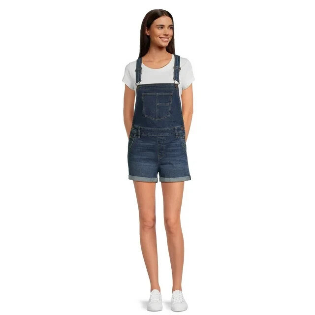 NO BOUNDARIES - SIZE: S (3-5) - Dark Wash Denim Shortall Overall Shorts ...