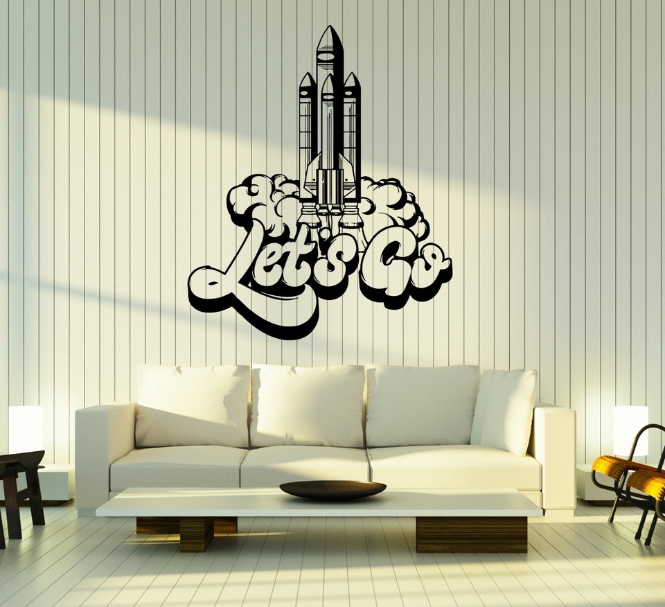 Wall Decal Spaceship Takeoff Universe Space Let’s Go Vinyl Sticker ...