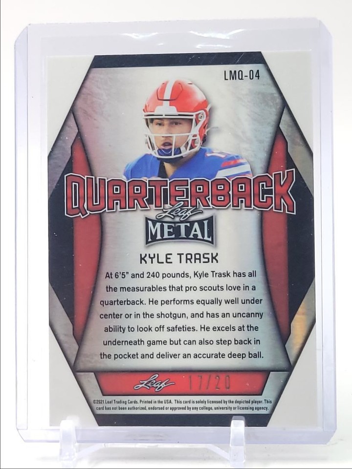KYLE TRASK 2021 LEAF METAL QUARTERBACK XRC ROOKIE PINK B RC /20 Q5668 ...