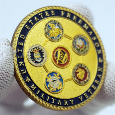 US Military Amry USAF Masonic Freemason Freemasonry Gold plated ...