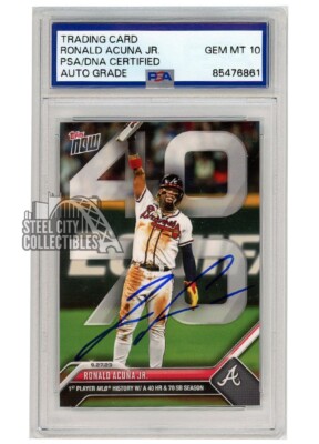Ronald Acuna Jr 2023 Topps Now 40 HR 70 SB Autograph Card #927 PSA/DNA ...