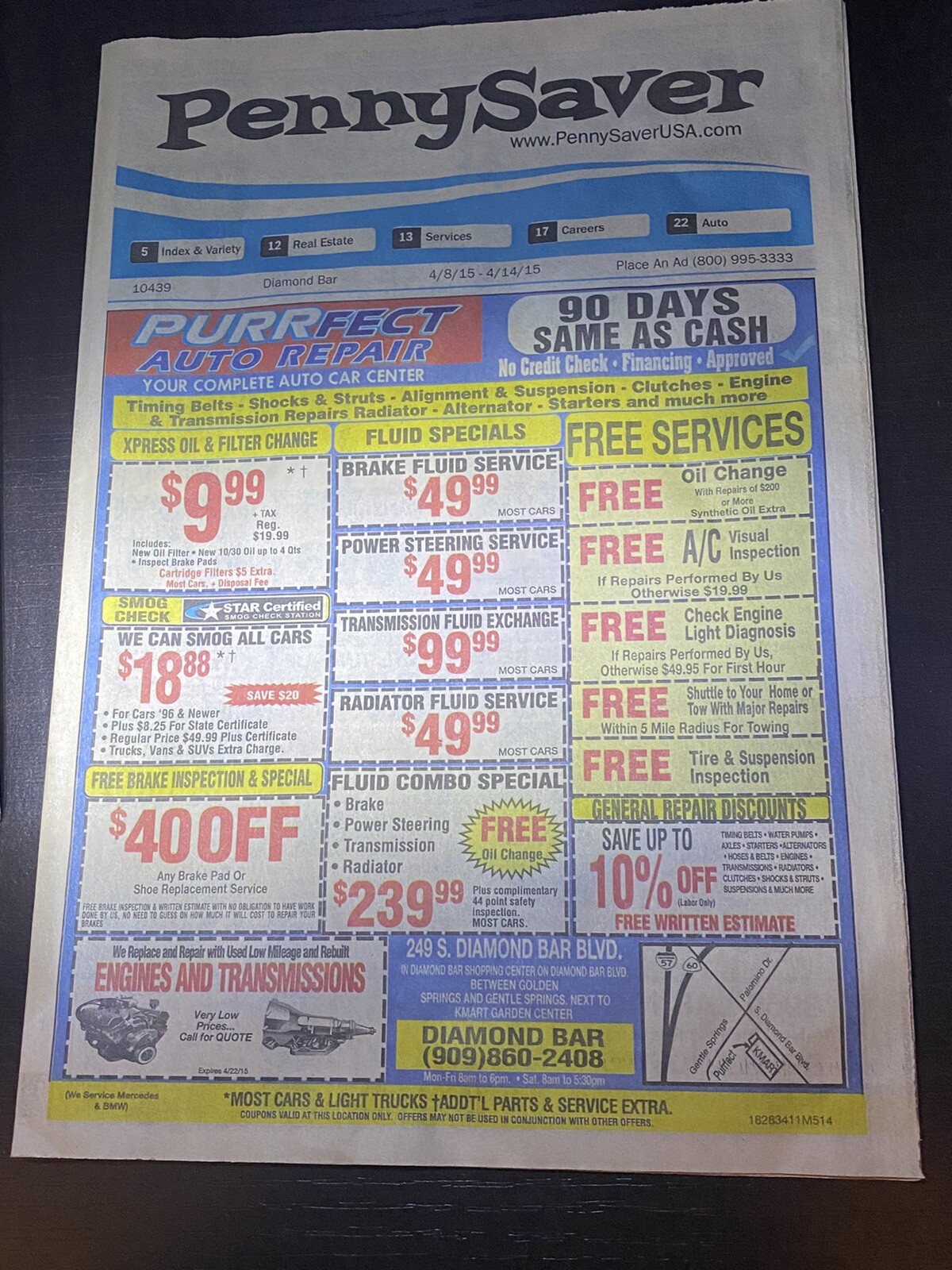 Pennysaver Magazine April 8 2015 Diamond Bar CA *Out Of Print* End Of ...