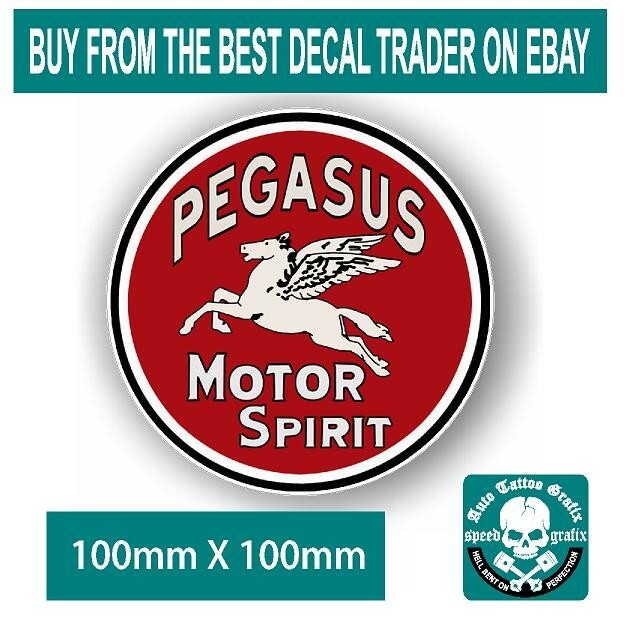 VINTAGE PEGASUS MOTOR SPIRIT Decal Sticker Petrol Americana Hot Rod ...