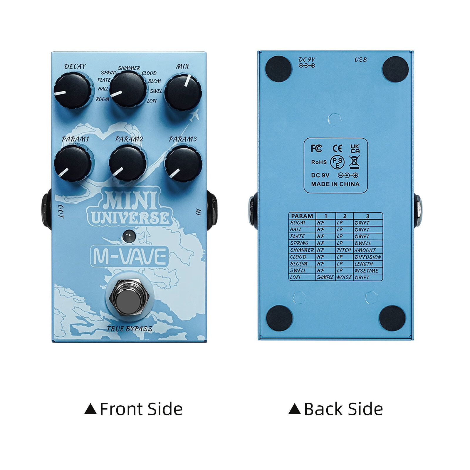 M-VAVE MINI-UNIVERSE Reverb Guitar Effects Pedal Pure-Digital 9 Reverb ...