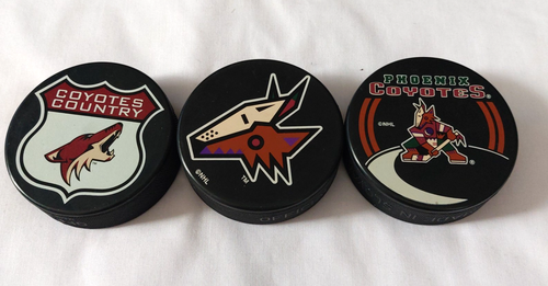Vintage LOT 3 NHL Phoenix Coyotes Close-Up Team Logo Hockey Pucks ...