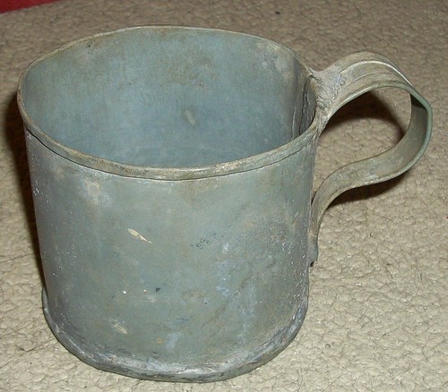 ANTIQUE VINTAGE HANDMADE METAL SOLDERED WATER CUP HANGING ON PUMP AT ...