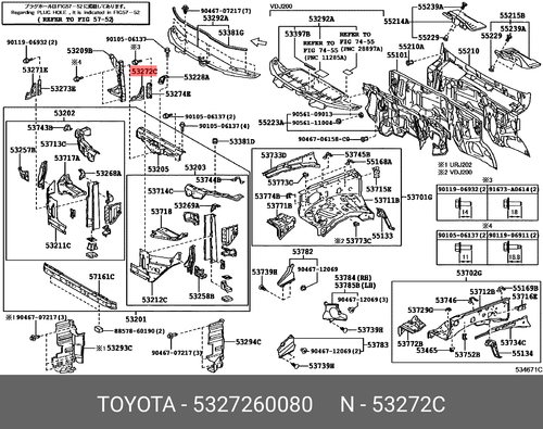 Genuine OE bracket, headlamp mounting, left, 5327260080 for TOYOTA ...