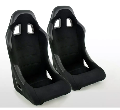 FK Pair Universal Fixed Back Motorsport Bucket Sports Seats Black ...
