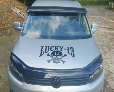 LARGE 23X16 INCH LUCKY 13 SKULL CAR CAMPER VAN BONNET SIDE DECAL ...