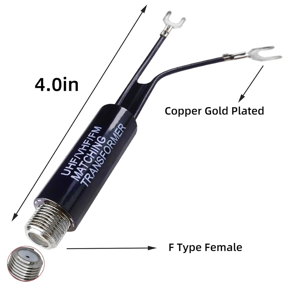 75 to 300 Ohm TV Antenna Transformer - UHF/VHF/FM Coaxial Adapter | eBay