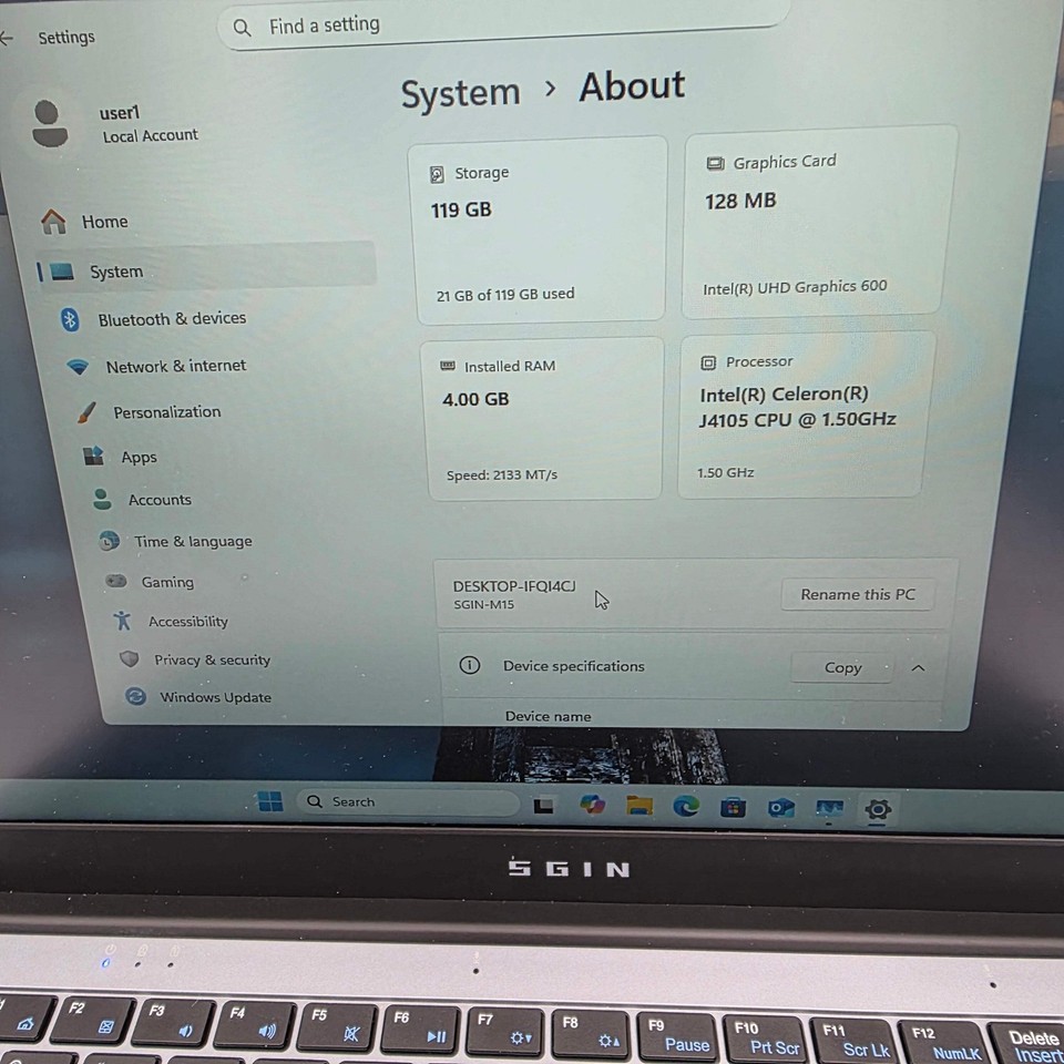 SGIN Laptop M15 15.6" Celeron J4105 1.5GHz 4GB RAM 128GB | eBay