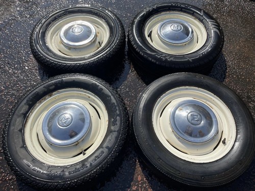 1965 MORRIS MINOR SET OF ORIGINAL 14” STEEL WHEELS IDEAL FOR BANDING OR ...