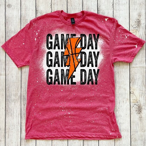 Women's Game Day Basketball Red Bleached T-Shirt Team Season Player Mom ...