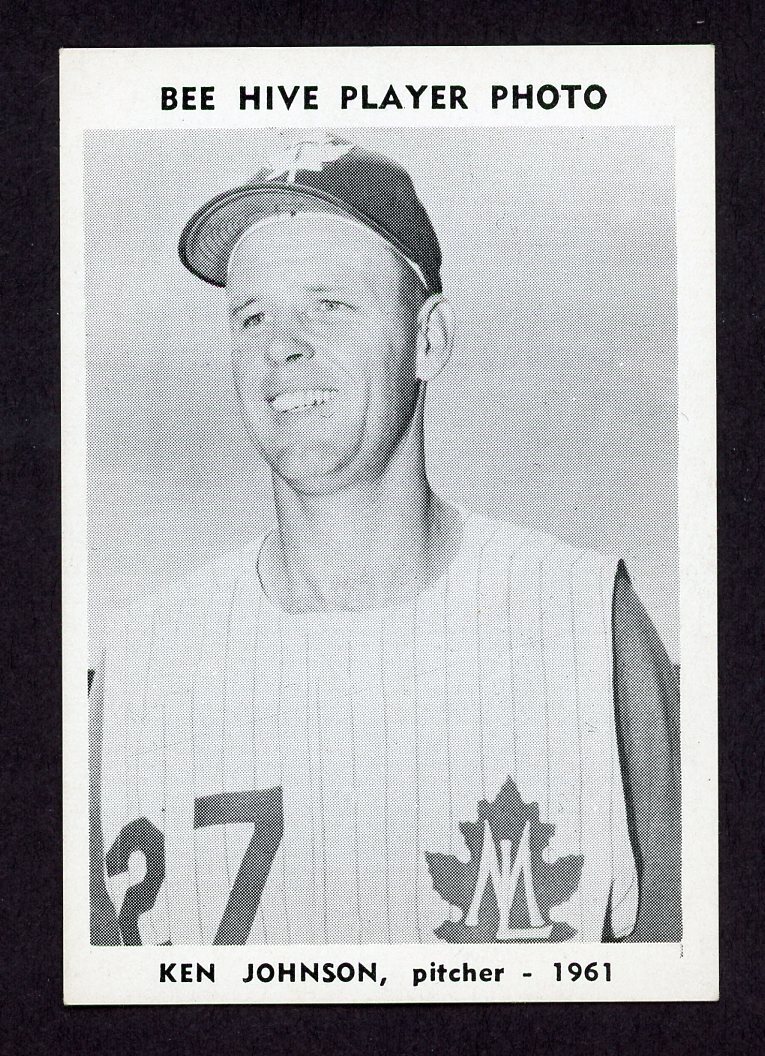 1961 BASEBALL BEE HIVE STARCH TORONTO MAPLE LEAFS KEN JOHNSON 25993 | eBay