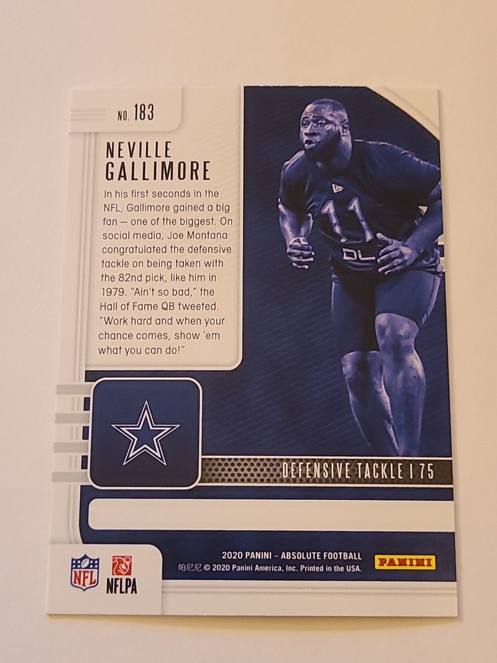 2020 Neville Gallimore Rookie Rc Panini Absolute #183 SP GREEN PARALLEL ...