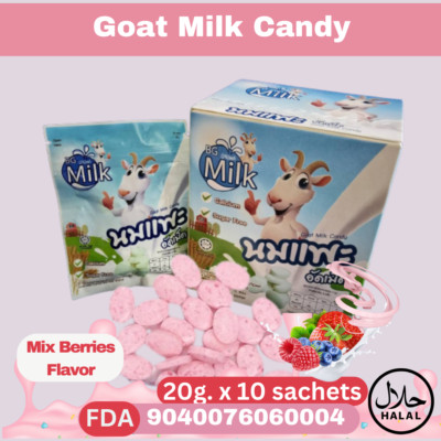 Goat Milk Candy Chewable Tablets Mix Berry Flavor Powdered Whole Milk ...