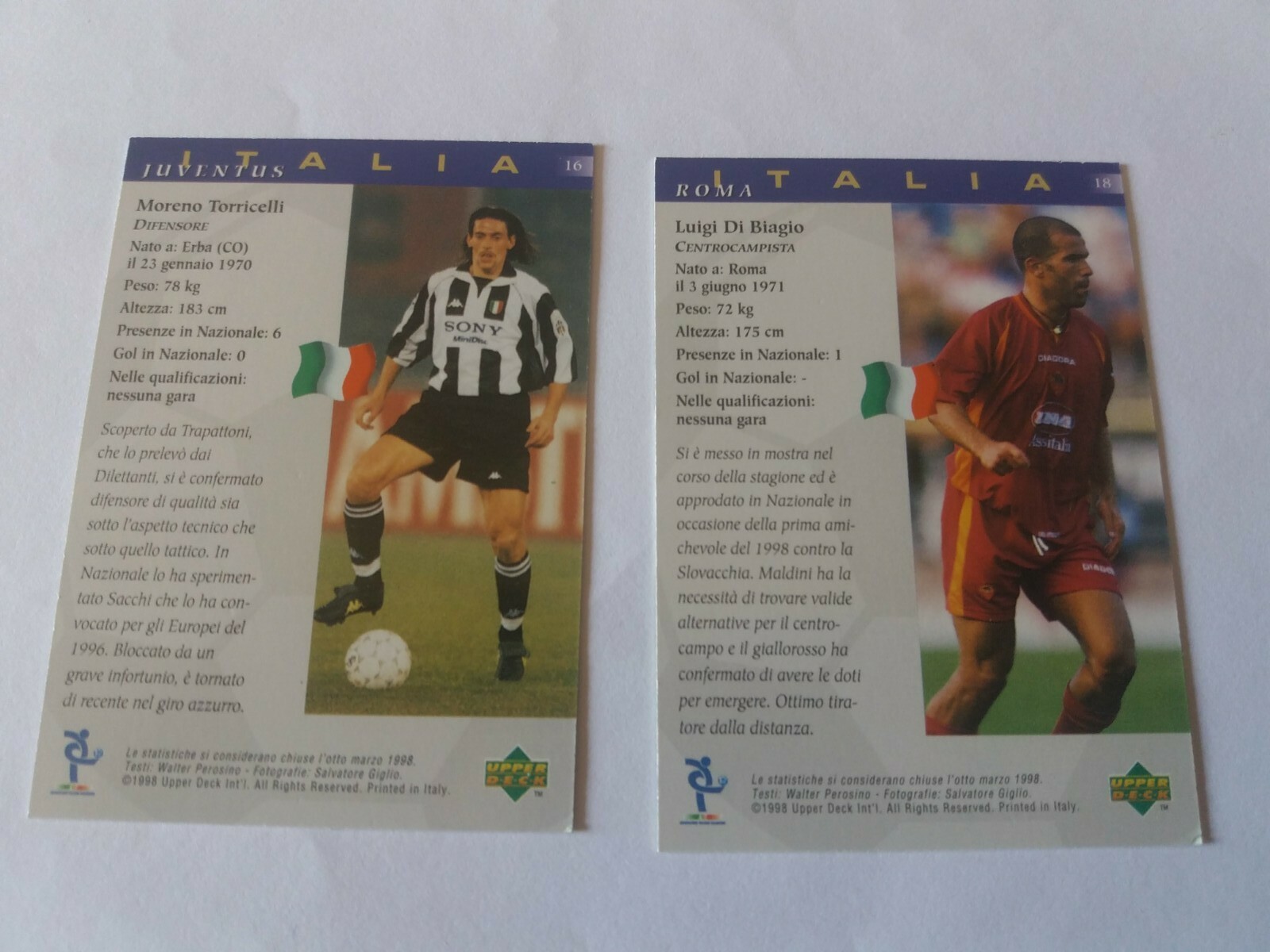 CARD DIXAN UPPER DECK 1998 CAMPIONI AL MONDIALE TORRICELLI DI BIAGIO | eBay