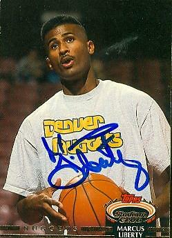 Marcus Liberty autographed Basketball card Nuggets 1990 Topps Stadium ...