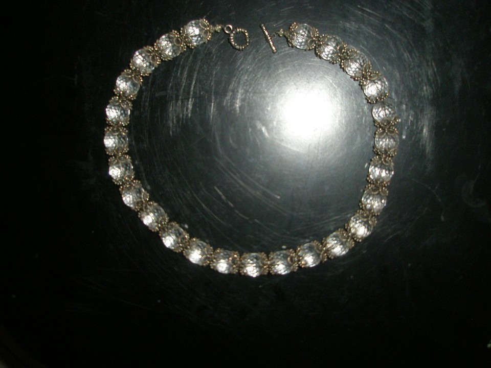 Vintage Faceted Rock Crystal Heavy Laced Sterling Silver Toggle 18 ...