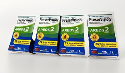 4 PACK Preservision AREDS 2 Eye Vitamin Mini Softgels 480 Total Count ...