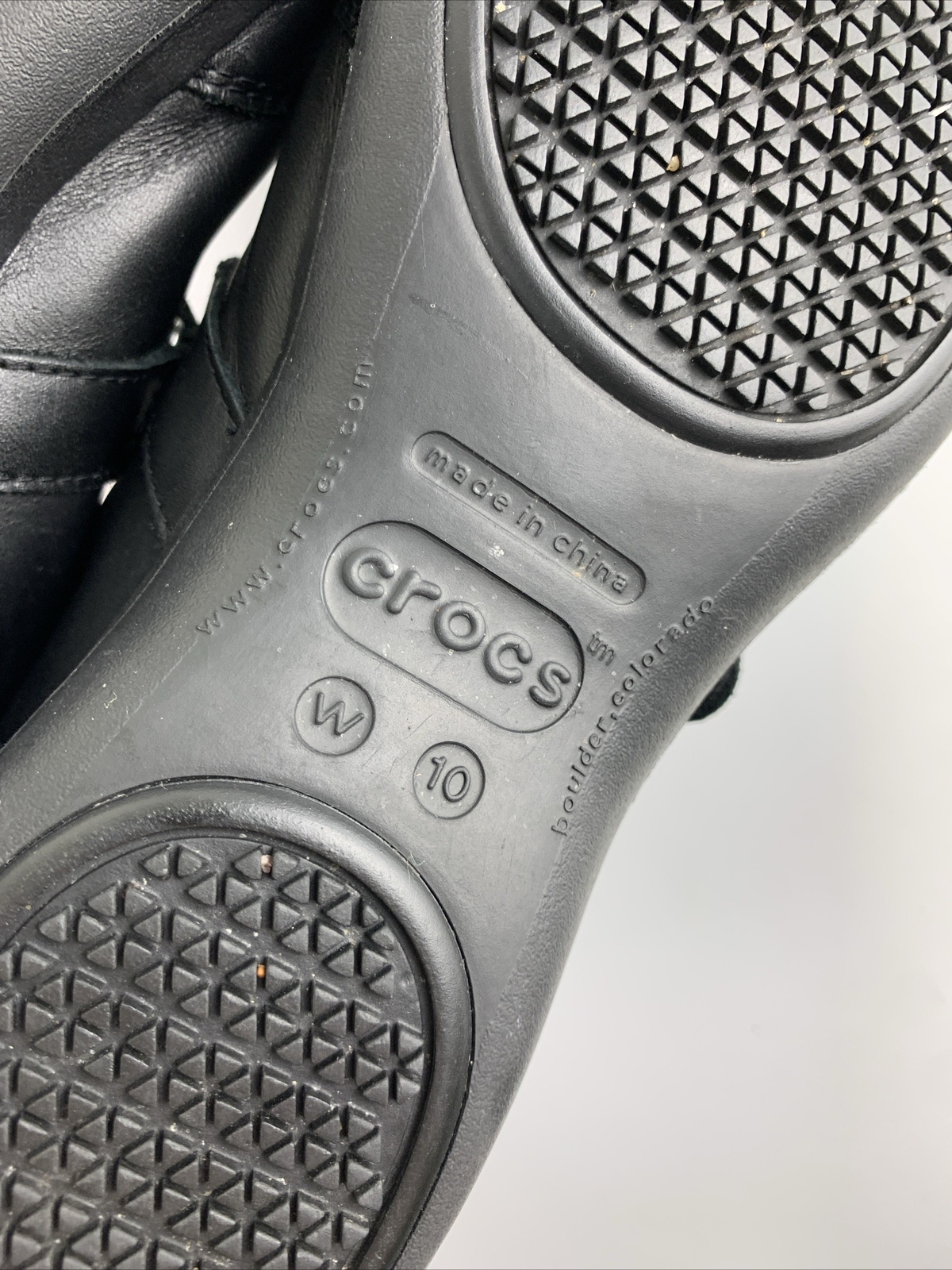 CROCS Saffron Black Leather Mary Jane Hook Loop Flat … - Gem