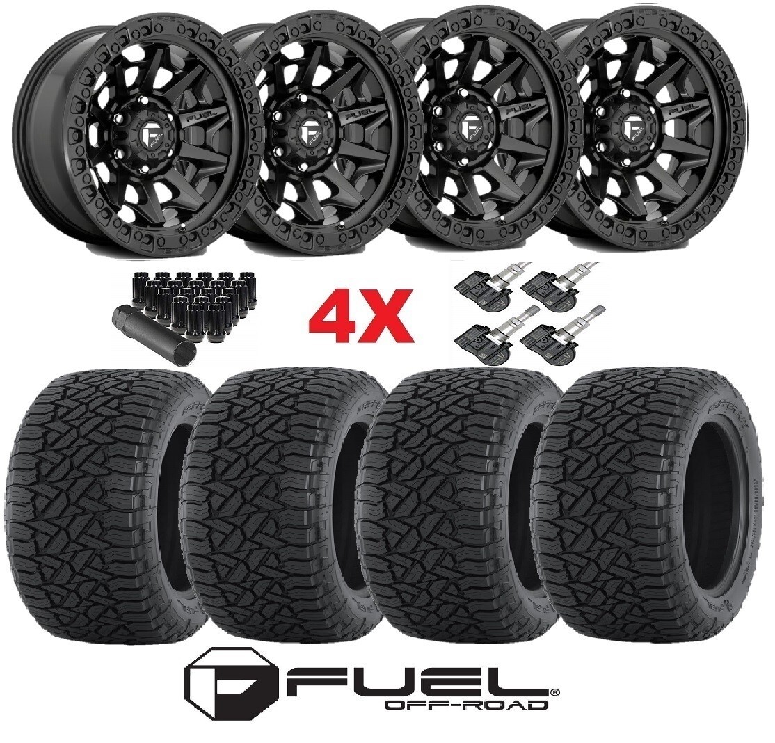 17 FUEL COVERT BLACK WHEELS RIMS TIRES FUEL GRIPPER AT ALL TERRAIN 265 ...