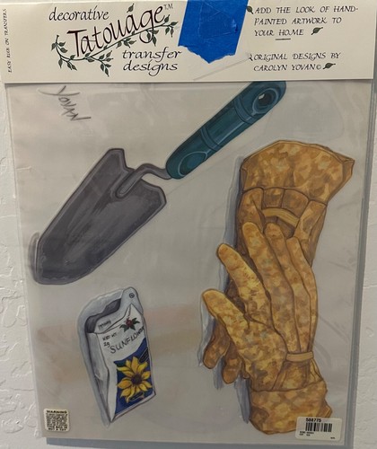 Tatouage Transfer Mural Carolyn Yovan Garden Gardening Gloves Shovel ...