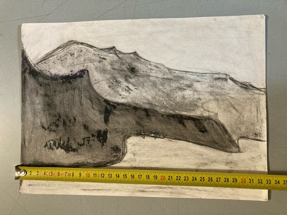 Beautiful Drawing Charcoal Paper Landscape Abstract 1980 Art Chalk Oily ...