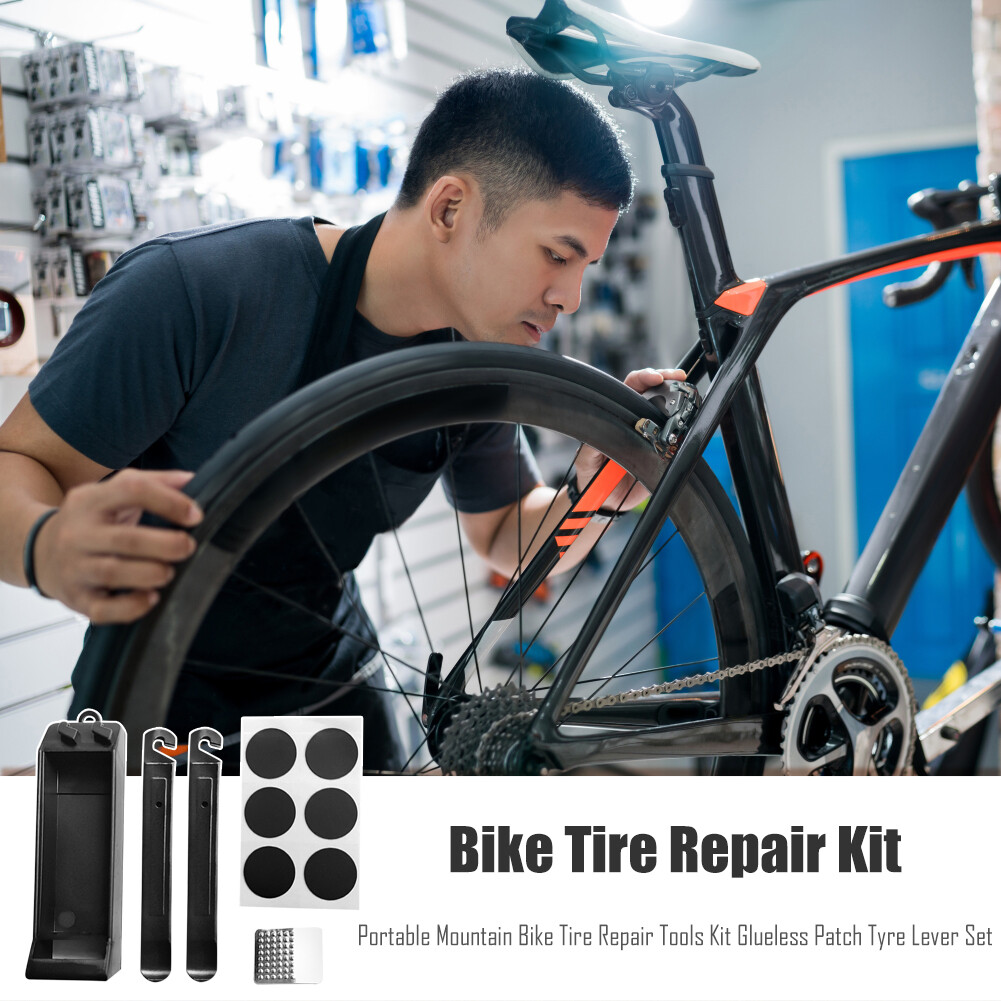 Portable Mountain Bike Tire Repair Tools Kit Glueless Patch Lever MTB ...