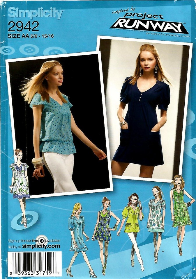 Simplicity Project Runway Sewing Pattern Misses/Juniors/Womens Sizes U ...