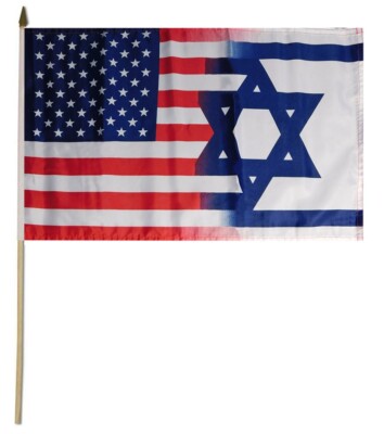12X18 WE SUPPPRT ISRAEL USA Israel Friendship Combo Stick Flag 30" Wood ...