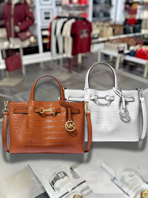 Michael Kors Carson Women Small Crocodile Embossed Crossbody Satchel ...