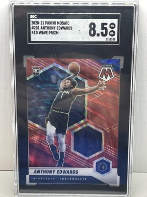 2020-21 Panini Mosaic Anthony Edwards Ruby Red Wave Prizm #201 SGC 8.5 ...