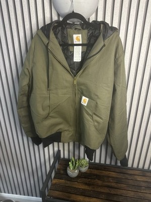 Carhartt Men's Reworked Hooded Bomber Jacket In Khaki Green Size Large ...