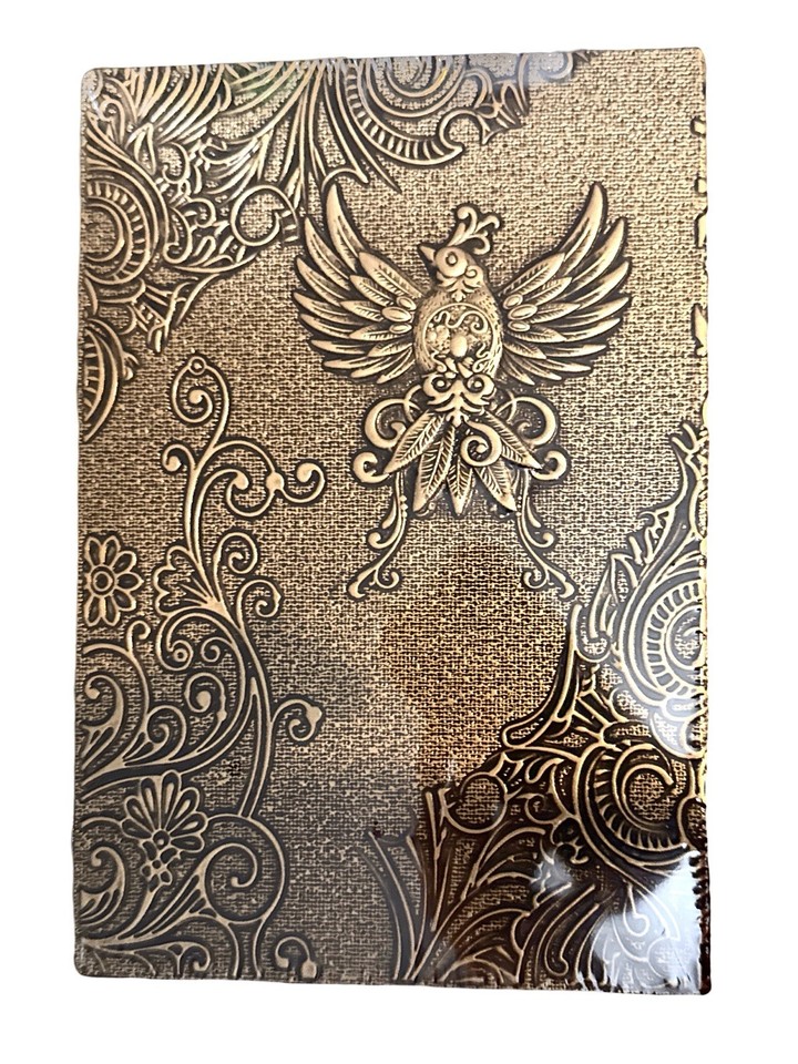 Faux-Leather Gold Phoenix Embossed Notebook/Journal & Quill Pen Set 200 ...