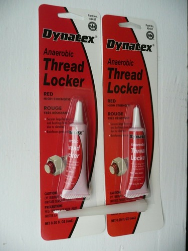 TWO (2) Dynatex 49451 Thread Locker Red High Strength, 0.20 Fl Oz Tubes ...