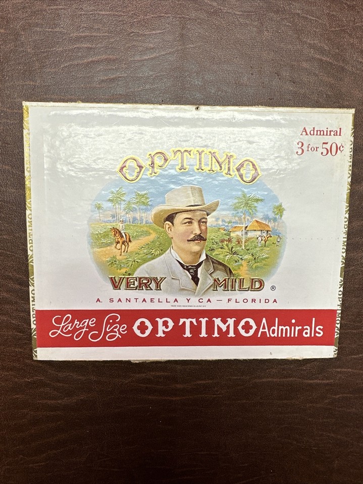 Vintage Optimo Palmas Cigar Box Top Very Mild A. Santaella & Co Makers ...