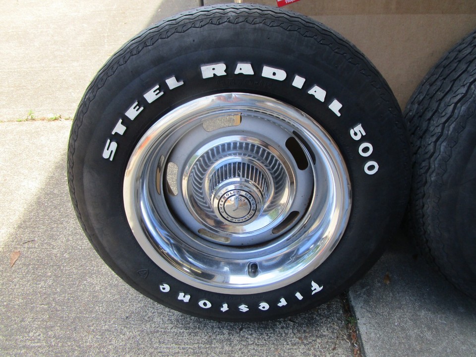 73/77 corvette rally wheels/ tires firestone steel radial 500 car set ...